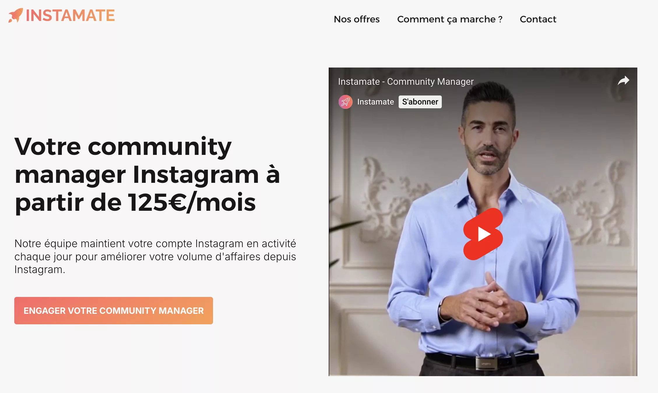 Votre community manager à partir de 125€/mois | Instamate